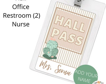 Boho Rainbow Theme Classroom Hall Passes for Teachers, Personalized ...