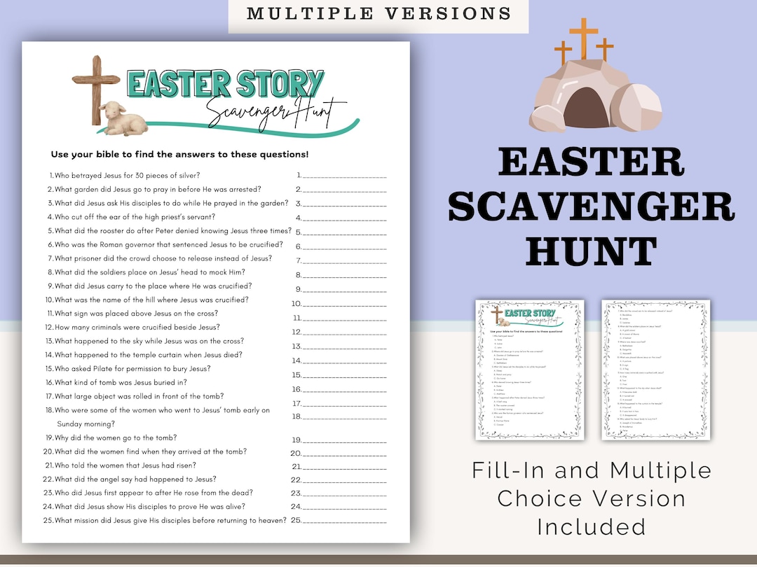 Easter Story Bible Scavenger Hunt | Sunday School Activity (PDF ...
