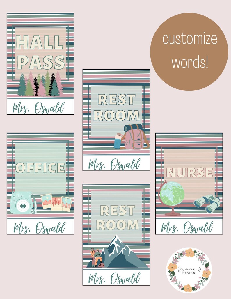 Adventure Camp Theme Classroom Hall Passes for Teachers Skin - Etsy