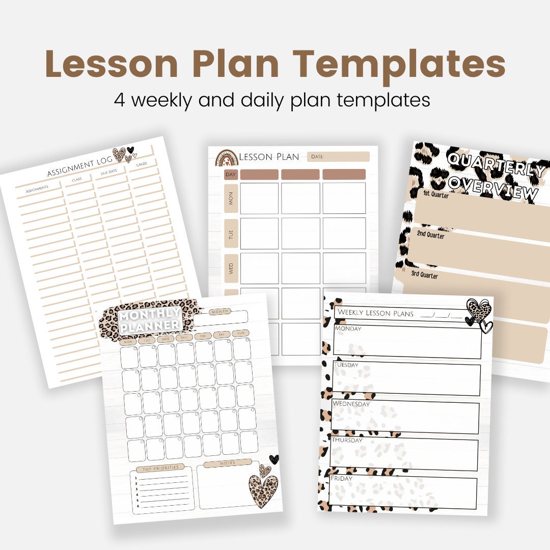Digital and Printable Leopard Teacher Planner, Weekly Lesson Plans ...