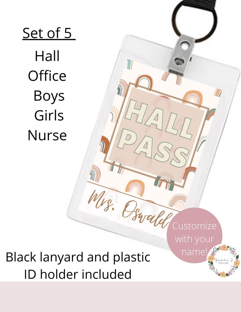 Boho Rainbow Theme Classroom Hall Passes for Teachers - Etsy