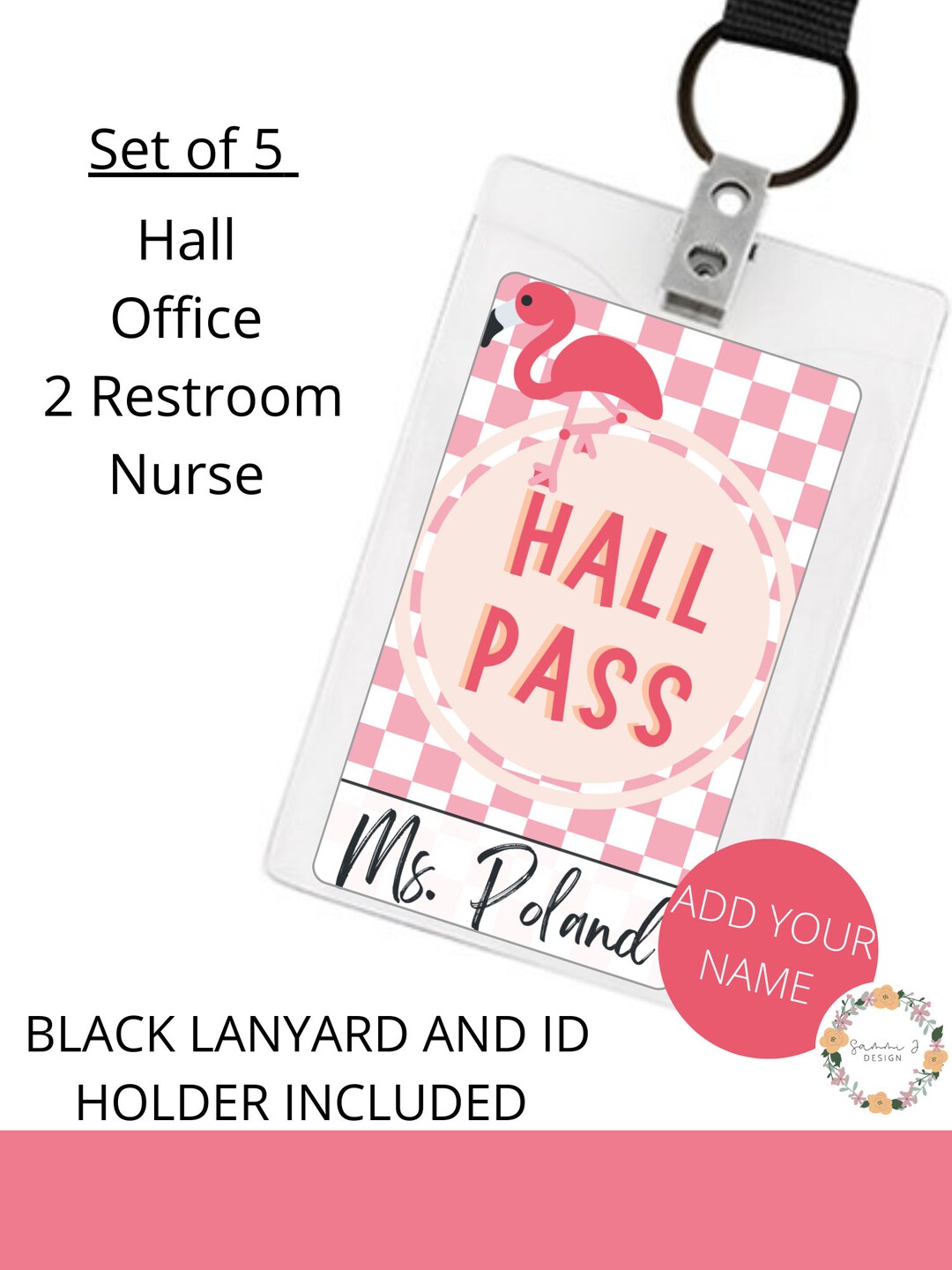 Flamingo Theme Classroom Hall Passes for Teachers, Skin Color ...