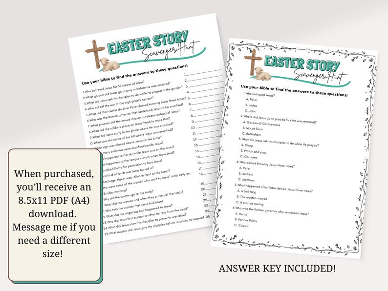 Easter Story Bible Scavenger Hunt | Sunday School Activity (PDF ...