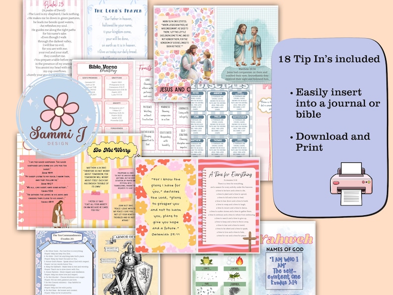 Bible Tip-ins Set | Scripture Journaling Cards, Faith Planner (digital ...
