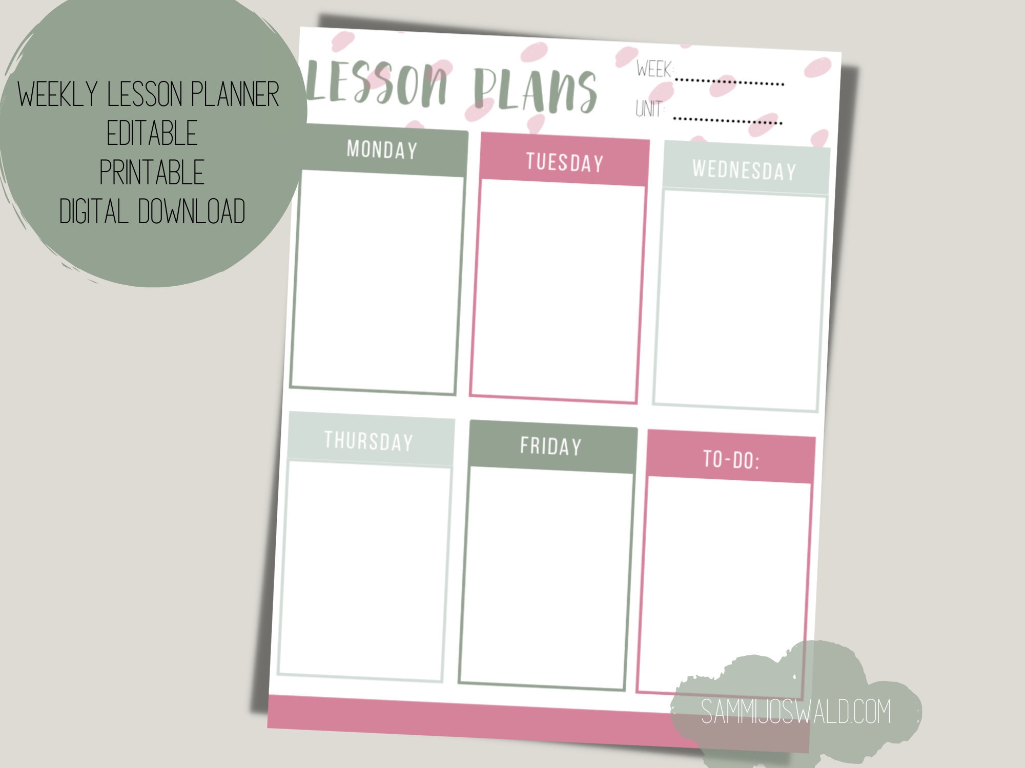 Weekly Lesson Planner Teacher Pastel Simple Minimalist Editable ...