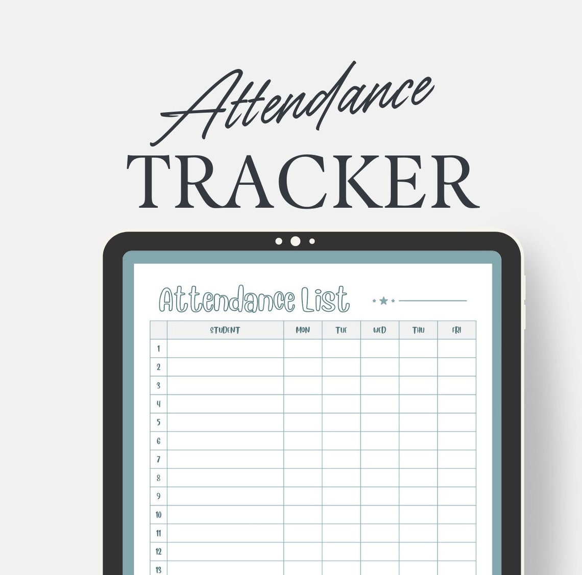 Weekly Attendance Tracker, Printable Student Attendance Sheet for ...