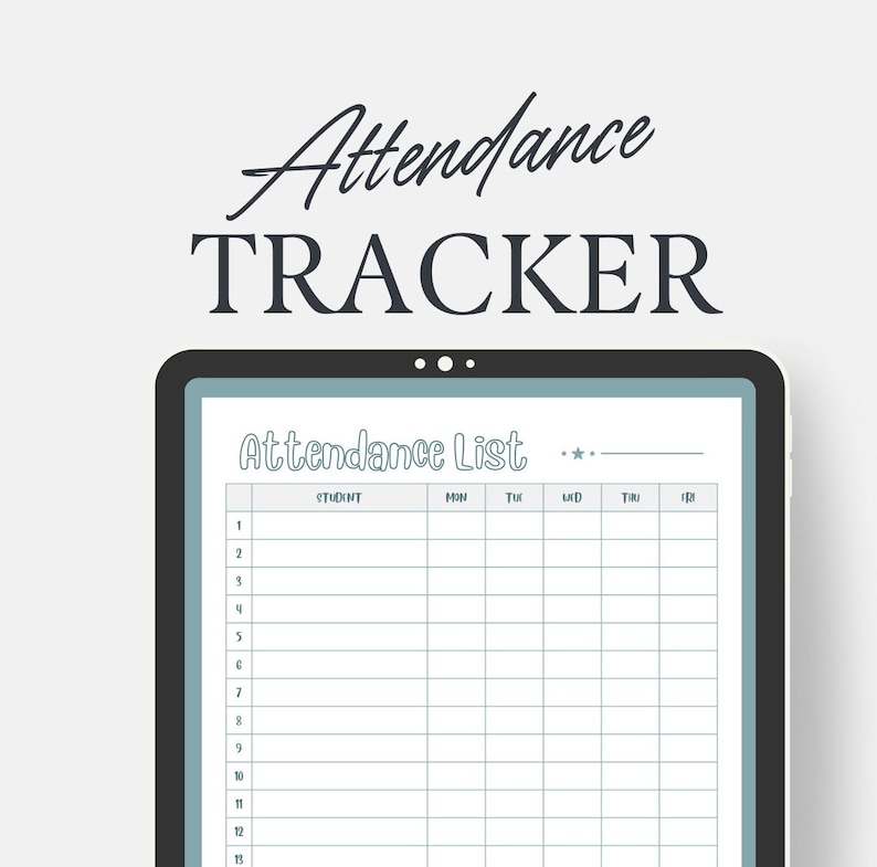 Weekly Attendance Tracker, Printable Student Attendance Sheet for ...