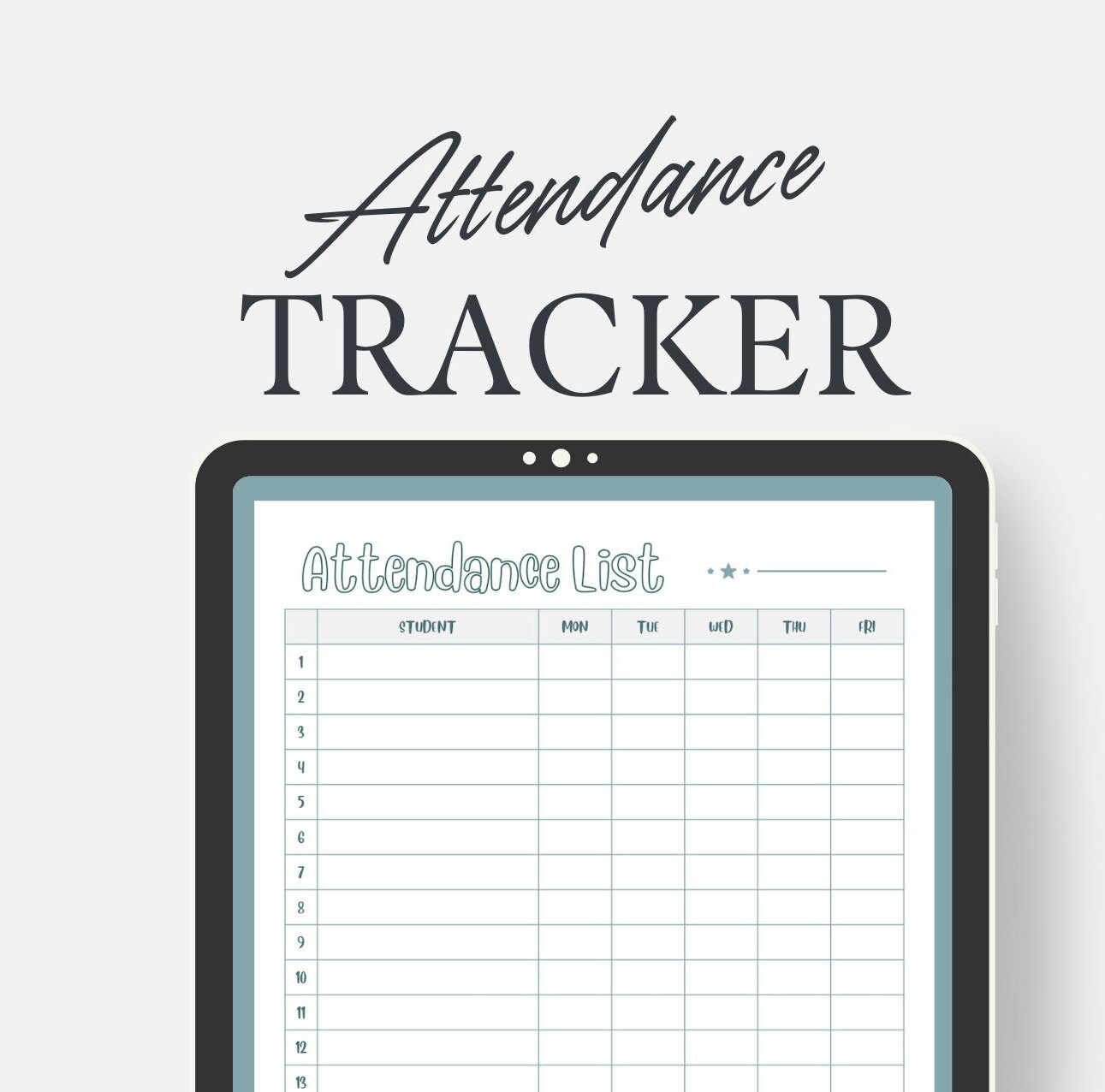 Weekly Attendance Tracker, Printable Student Attendance Sheet for ...