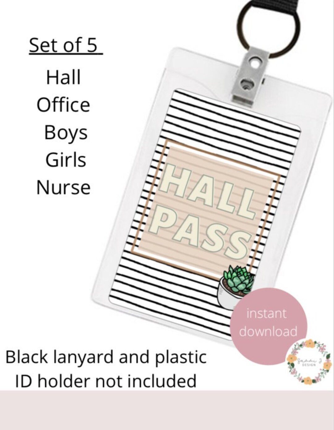 Succulent Classroom Hall Passes for Teachers Set of 5 - Etsy