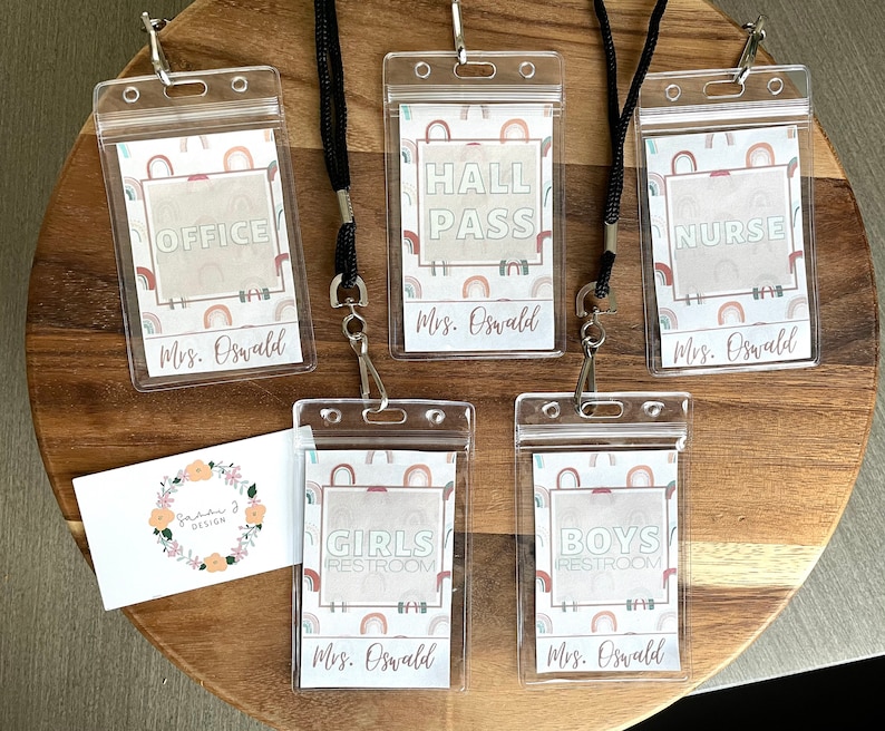 Boho Rainbow Theme Classroom Hall Passes for Teachers - Etsy