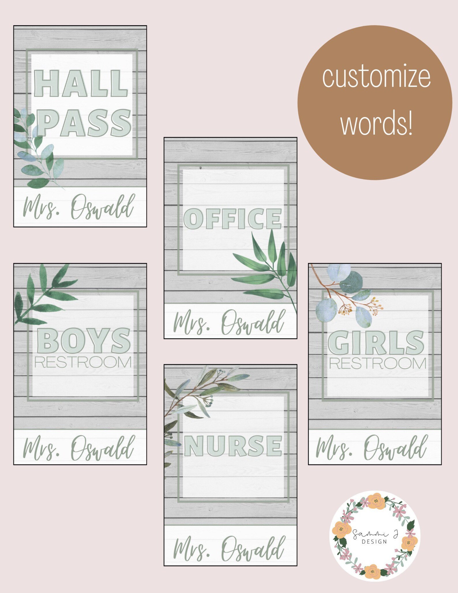 Farmhouse Theme Classroom Hall Passes for Teachers | Etsy