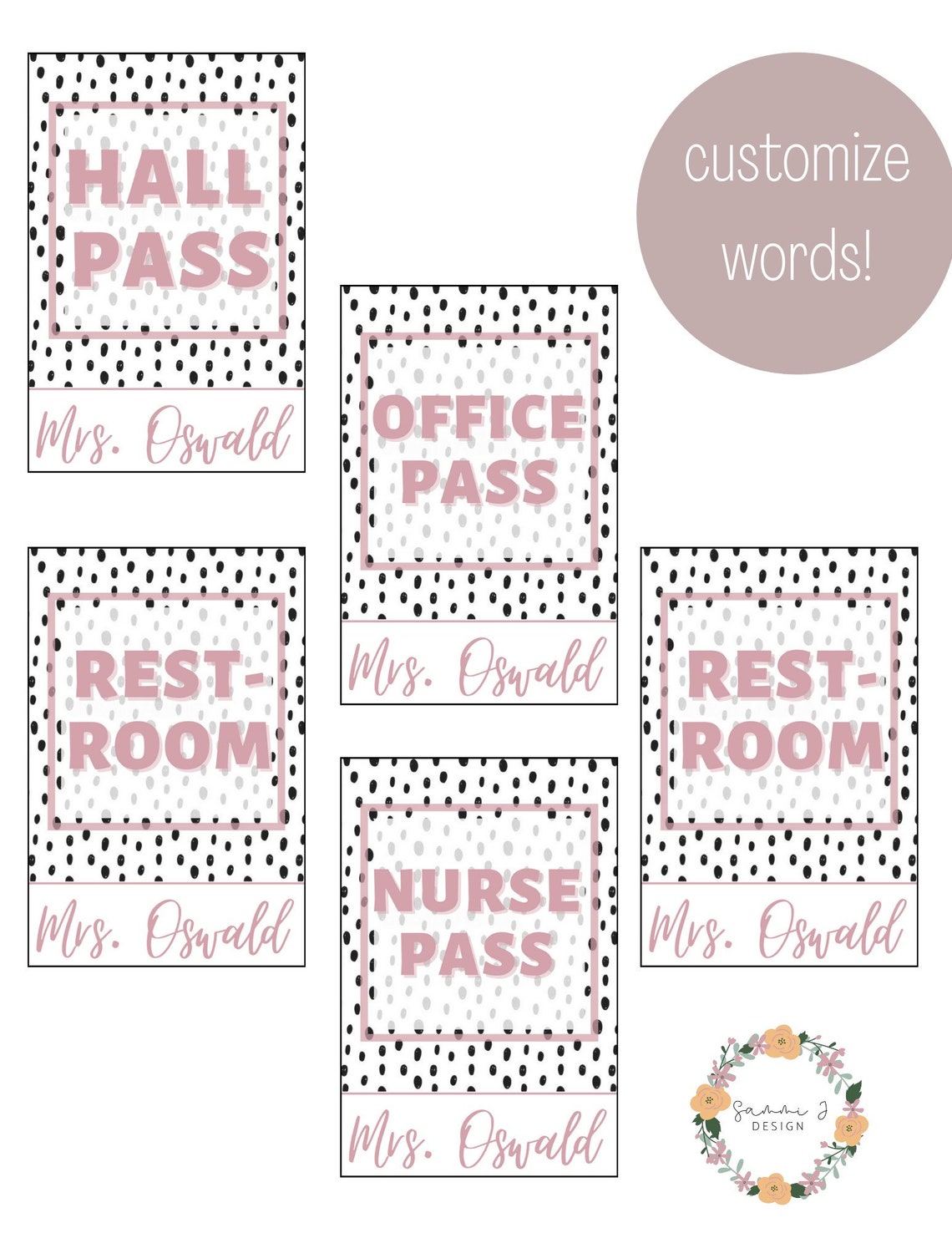 Speckled Dot Theme Classroom Hall Passes for Teachers - Etsy