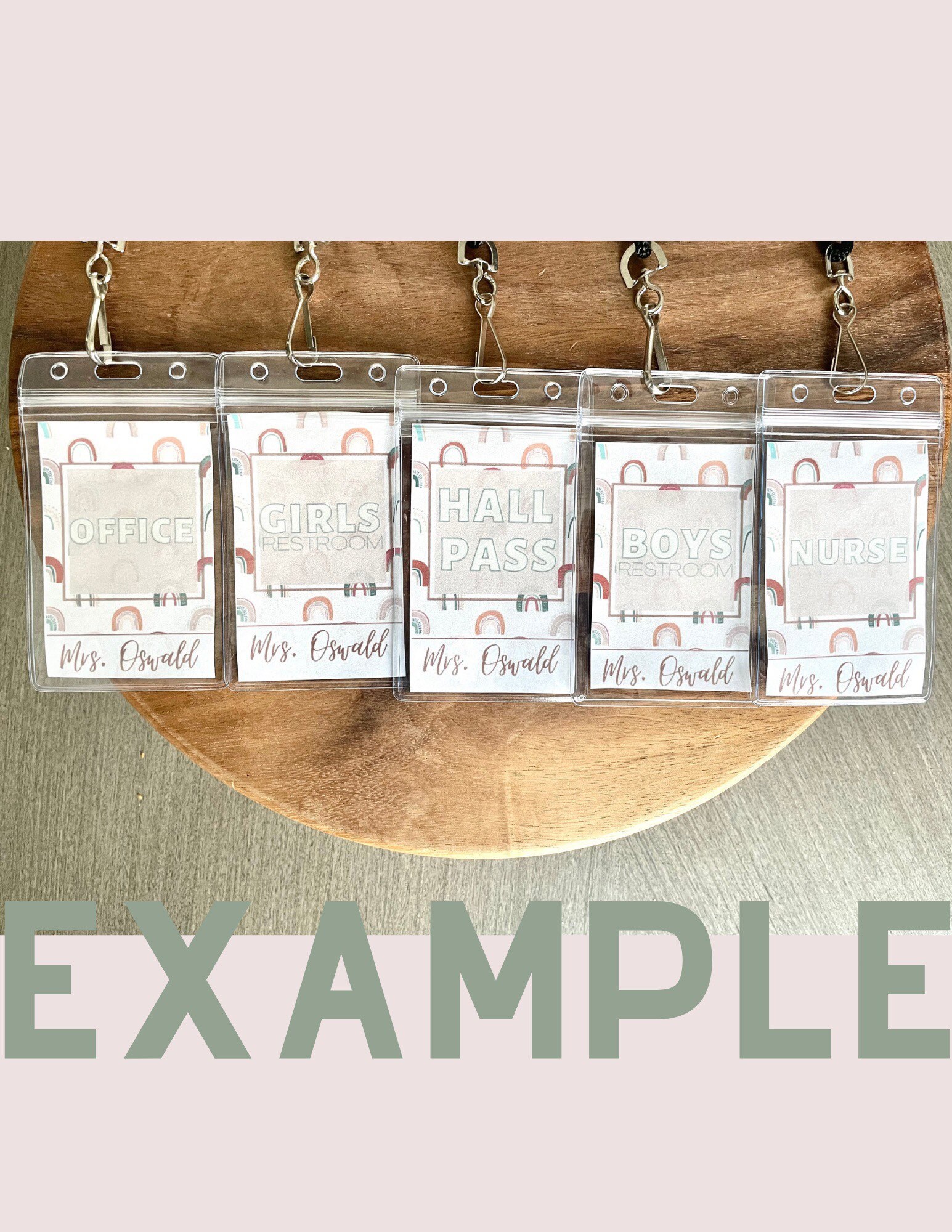 SUCCULENT Classroom Hall Passes for Teachers, Personalized, Set of 5 ...