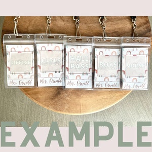 Groovy Boho Classroom Hall Passes for Teachers, Set of 5, Plastic ID ...