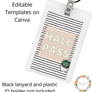 Succulent Classroom Hall Passes for Teachers, Set of 5, Digital ...