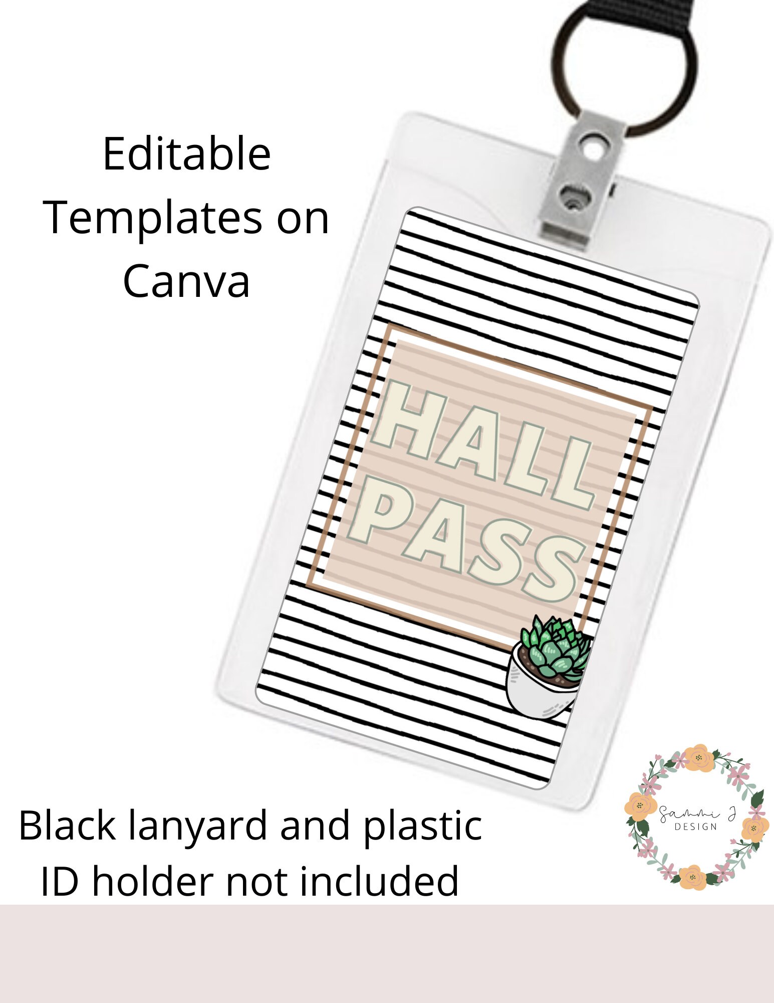 Succulent Classroom Hall Passes for Teachers, Set of 5, Digital ...