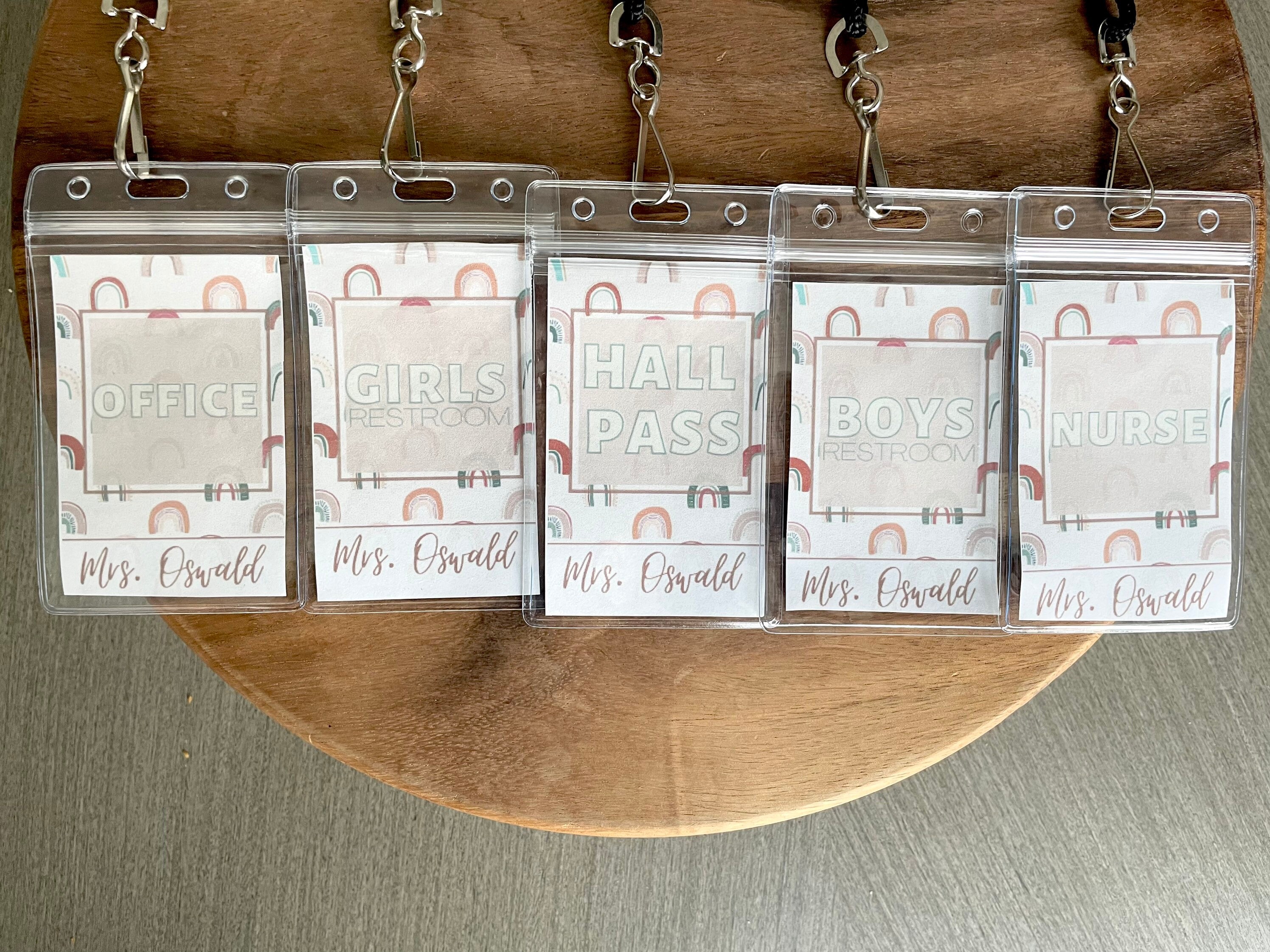 Boho Rainbow Theme Classroom Hall Passes for Teachers | Etsy