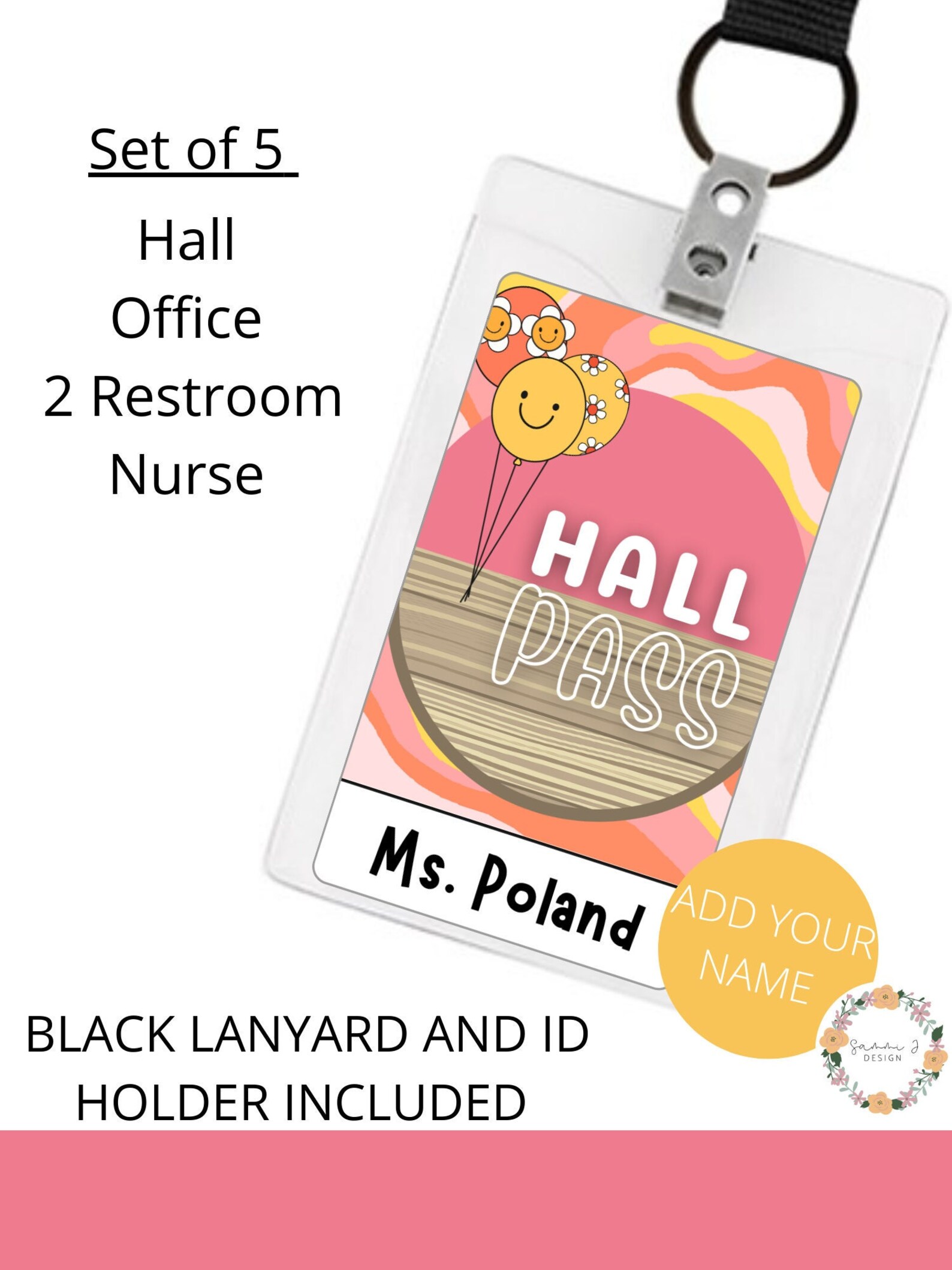 Groovy Boho Classroom Hall Passes for Teachers, Set of 5, Plastic ID ...