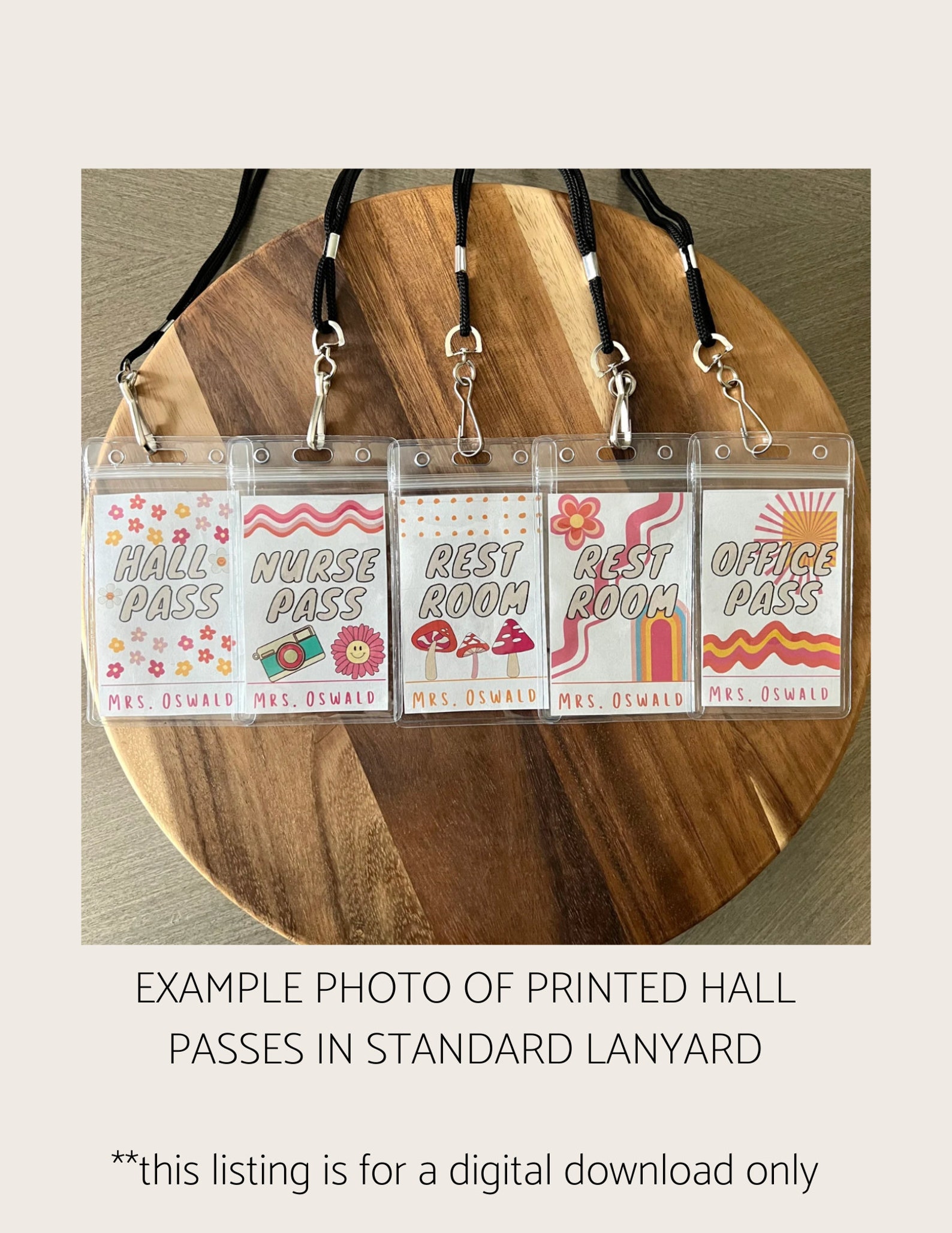 Succulent Classroom Hall Passes for Teachers, Set of 5, Digital ...