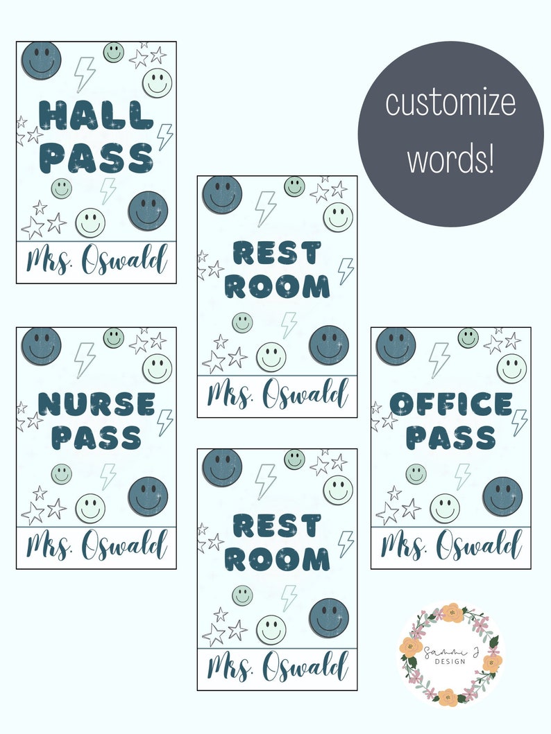 Smiley Face Theme Classroom Hall Passes for Teachers, Skin Color ...