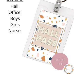 Boho Terrazzo Classroom Hall Passes for Teachers, Set of 5, Digital ...