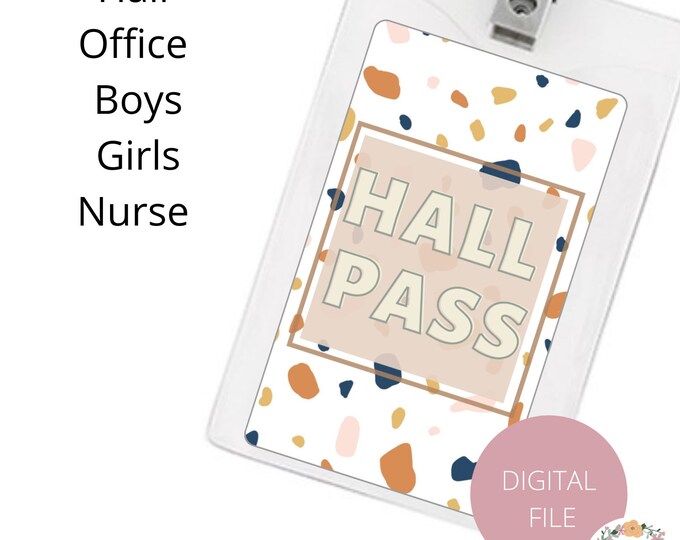 Boho Terrazzo Classroom Hall Passes for Teachers, Set of 5, Digital ...