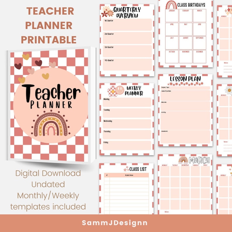 Digital and Printable Teacher Planner, Weekly Lesson Plans, Teacher ...