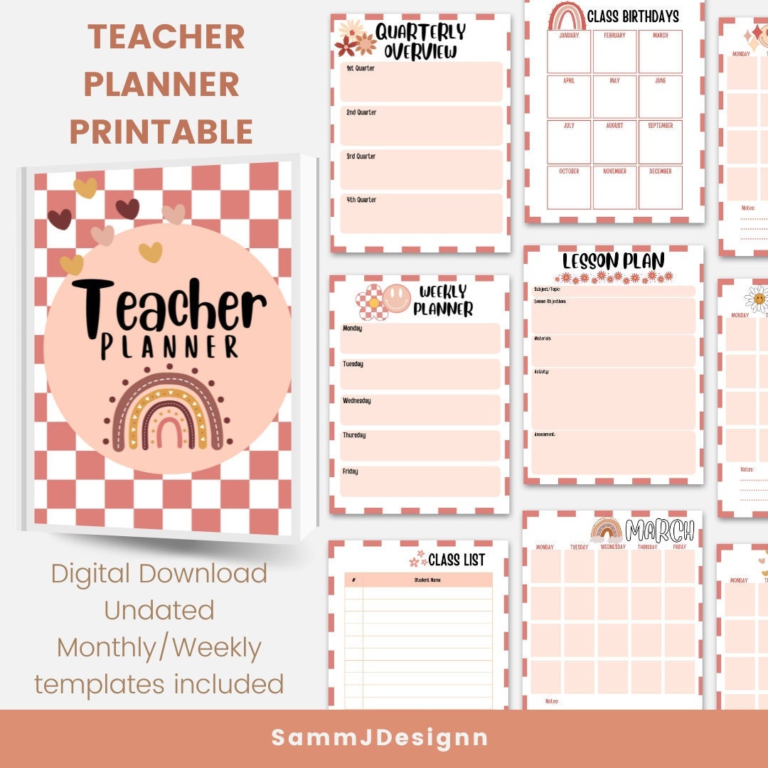 Digital and Printable Teacher Planner, Weekly Lesson Plans, Teacher ...