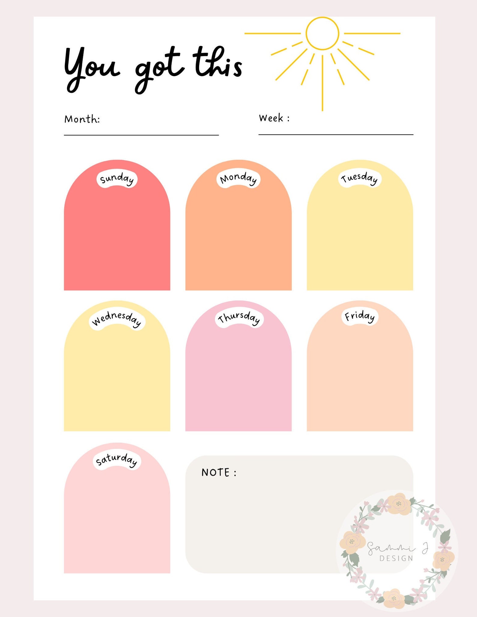 Pastel Weekly Planner Printable Printable Planning Sheet - Etsy