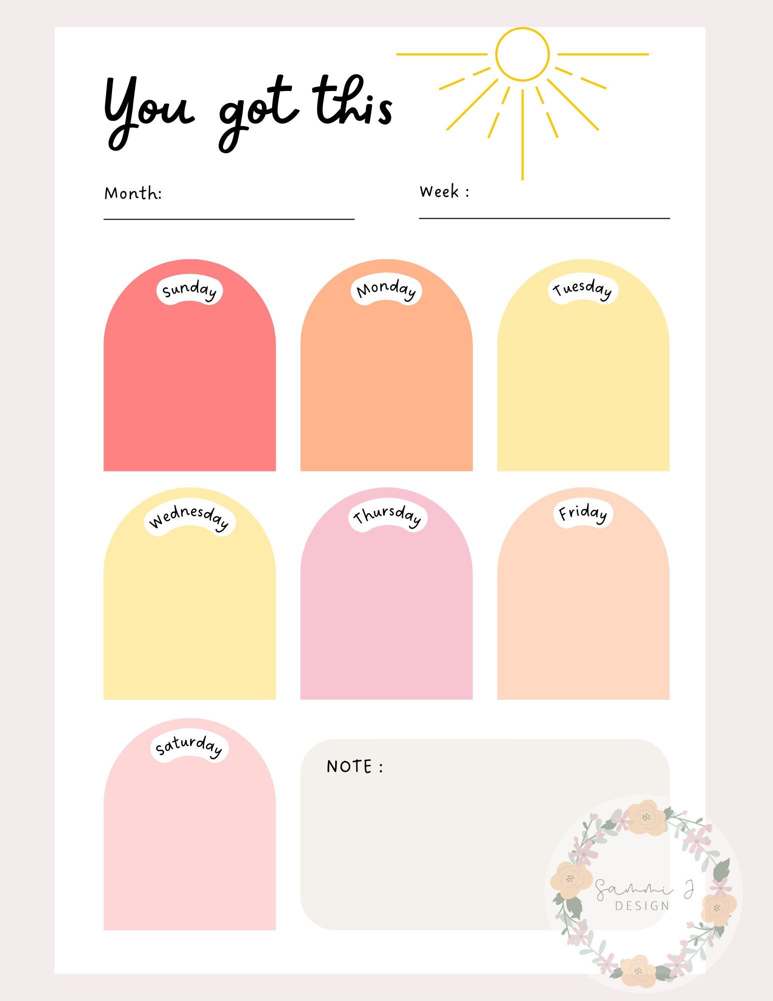 Pastel Weekly Planner Printable, Printable Planning Sheet, Weekly ...