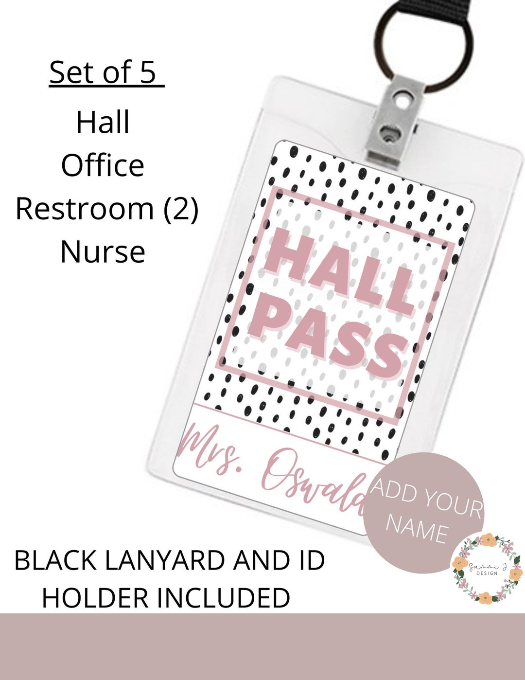 Speckled Dot Theme Classroom Hall Passes for Teachers, Personalized ...