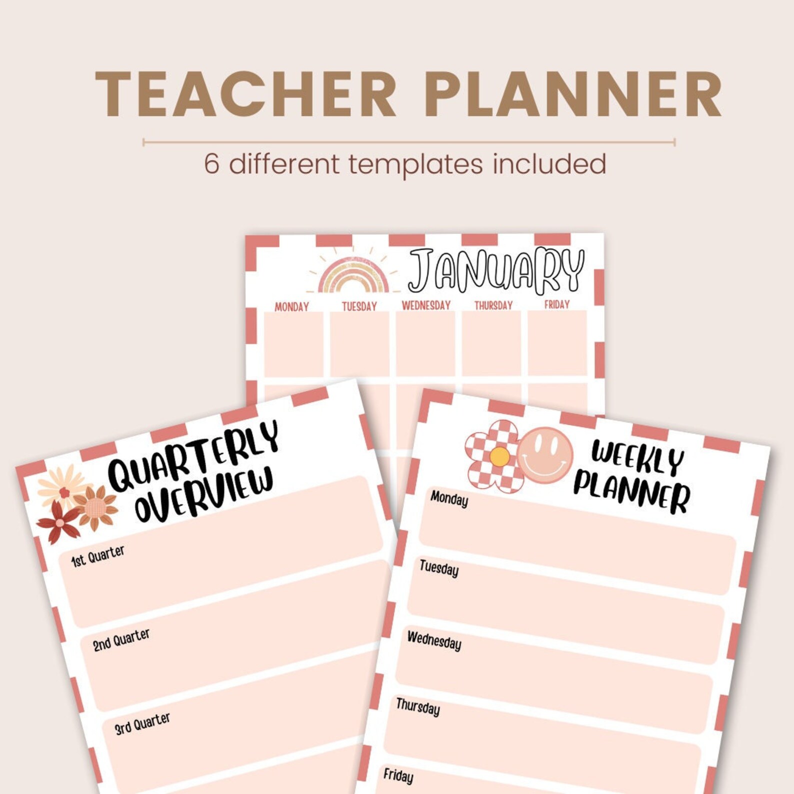 Digital and Printable Teacher Planner, Weekly Lesson Plans, Teacher ...