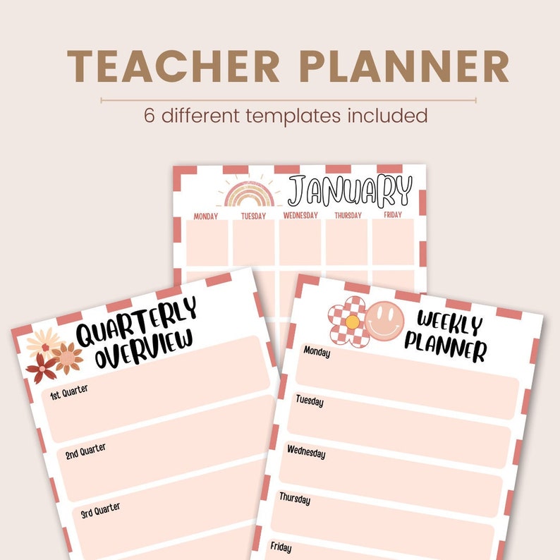 Digital and Printable Teacher Planner, Weekly Lesson Plans, Teacher ...