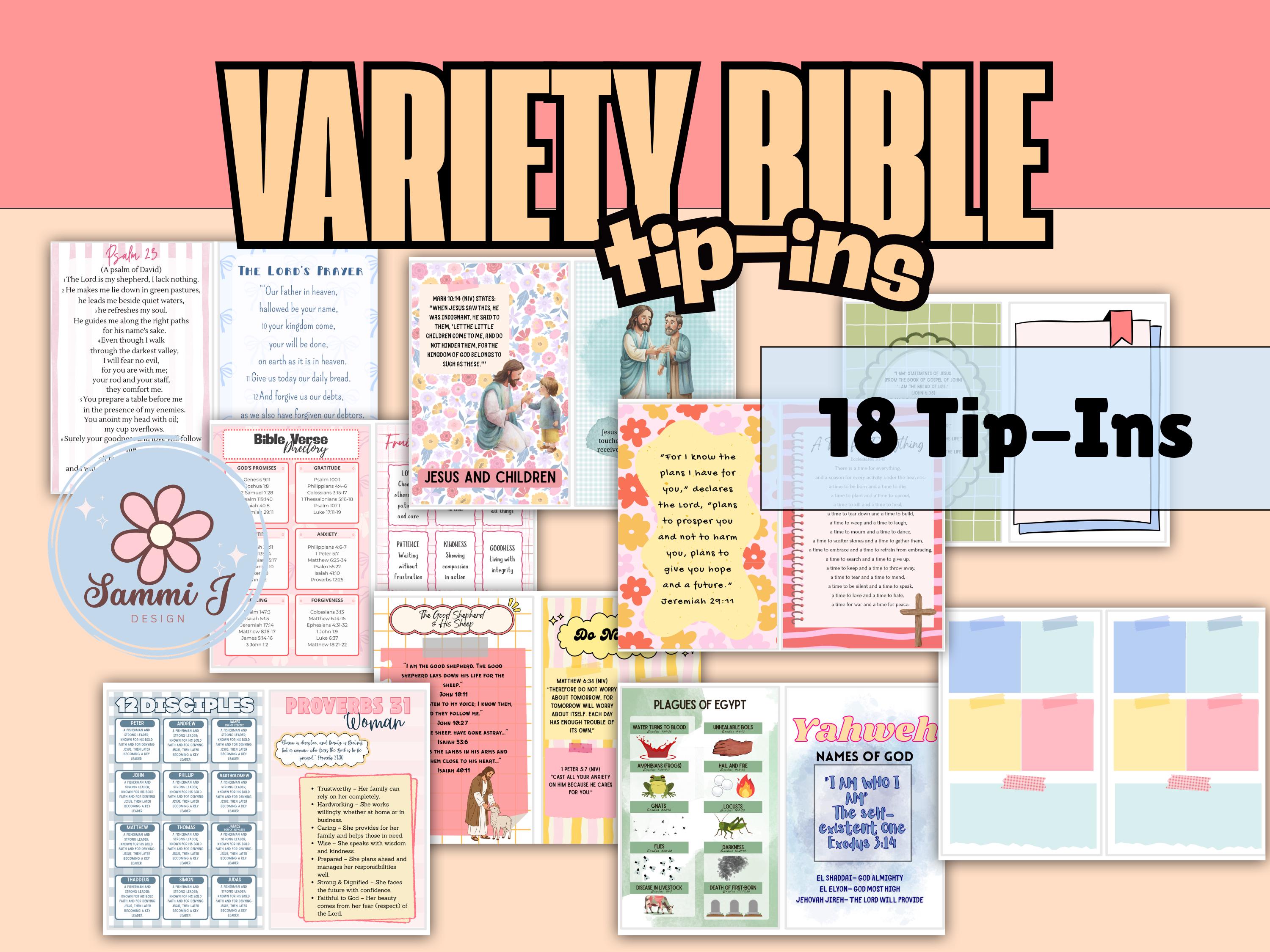 Bible Tip-ins Set | Scripture Journaling Cards, Faith Planner (digital ...