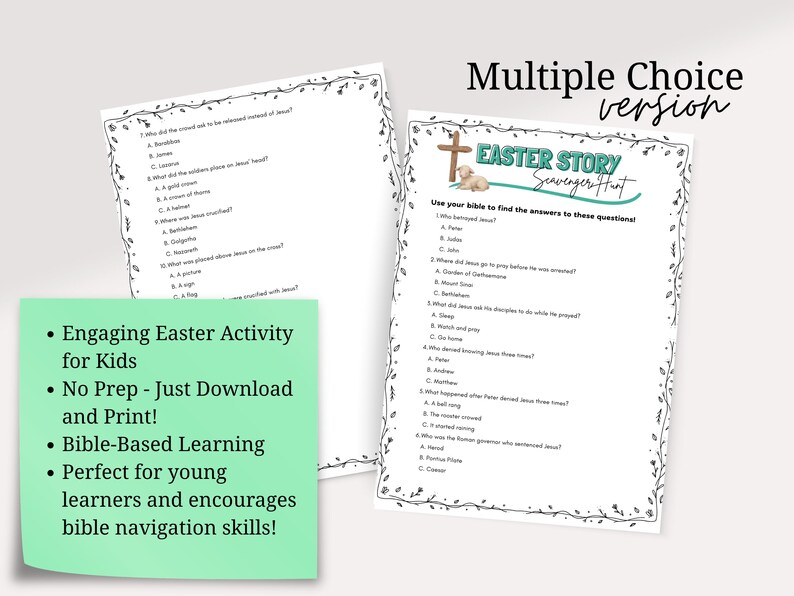 Easter Story Bible Scavenger Hunt | Sunday School Activity (PDF ...