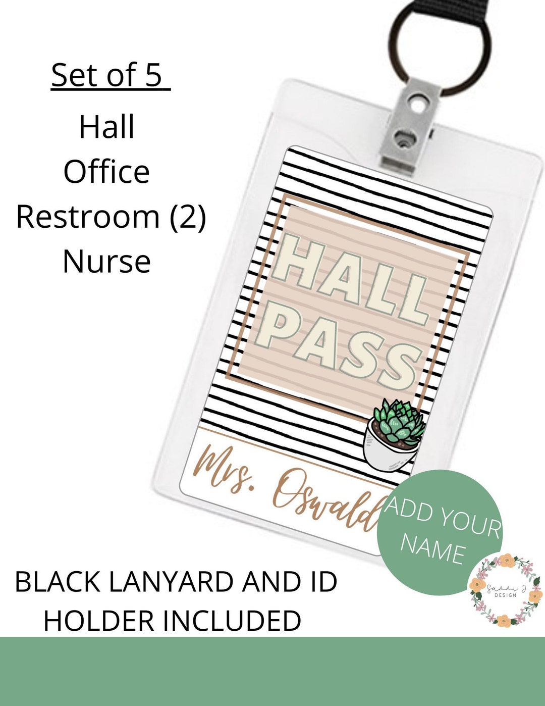 SUCCULENT Classroom Hall Passes for Teachers Personalized - Etsy
