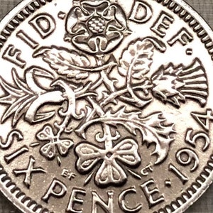 1954 Sixpence Platinum Wedding Anniversary Gift in Organza Bag Traditional Gift 70 Years ...