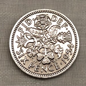 1954 Sixpence Platinum Wedding Anniversary Gift in Organza Bag Traditional Gift 70 Years ...