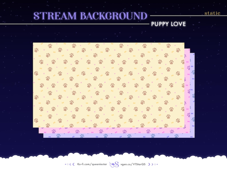 Cute Heart-themed Stream Background | Puppy Love Overlay for Vtubers ...