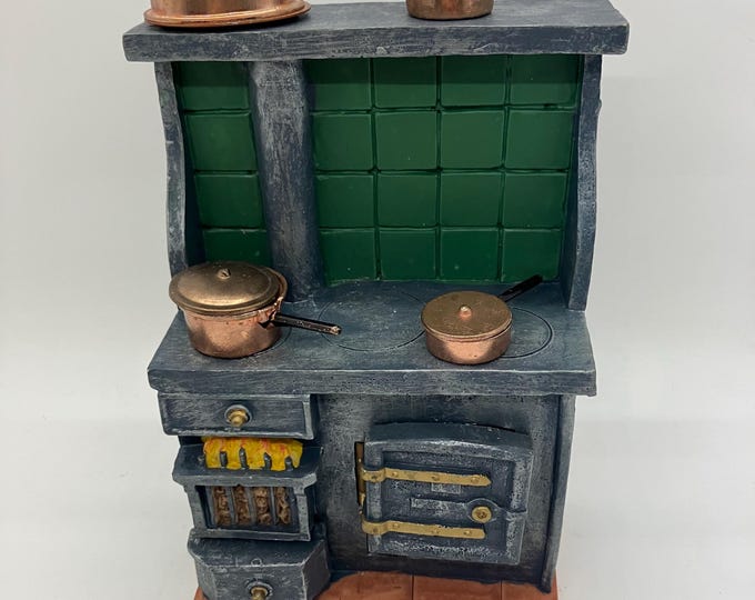 Dolls House 1/12 Scale Victorian Range Cooker Oven Kitchen Copper Pans ...