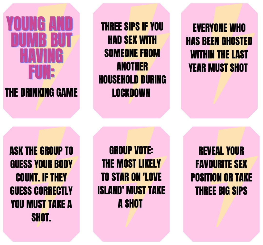 Digital Drunk Drinking Cards: Young and Dumb but Having Fun - Etsy