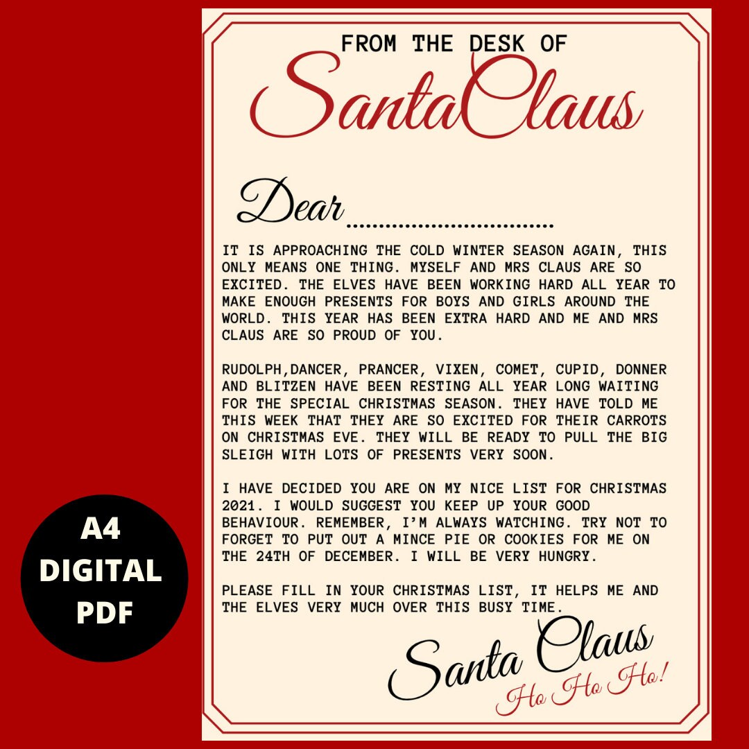 Christmas 4 Pack for Children. Letter From Santa, Nice List Certificate ...