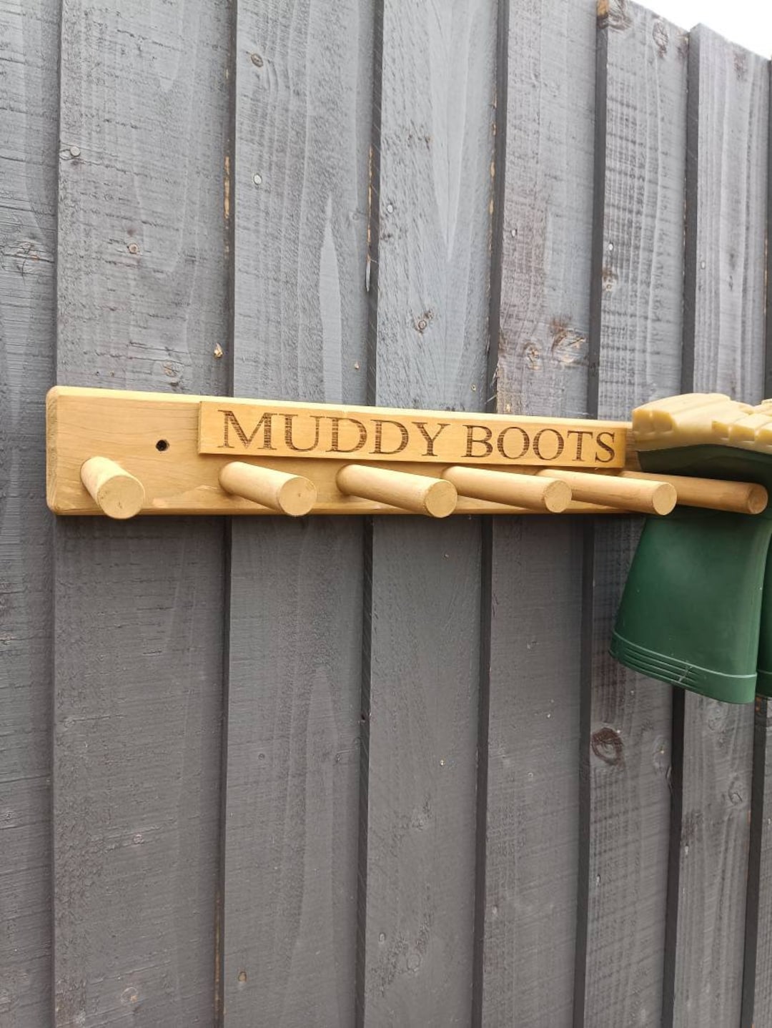 PERSONALISED Welly Wellington Wellies Wooden Rack Boot Holder Wall ...