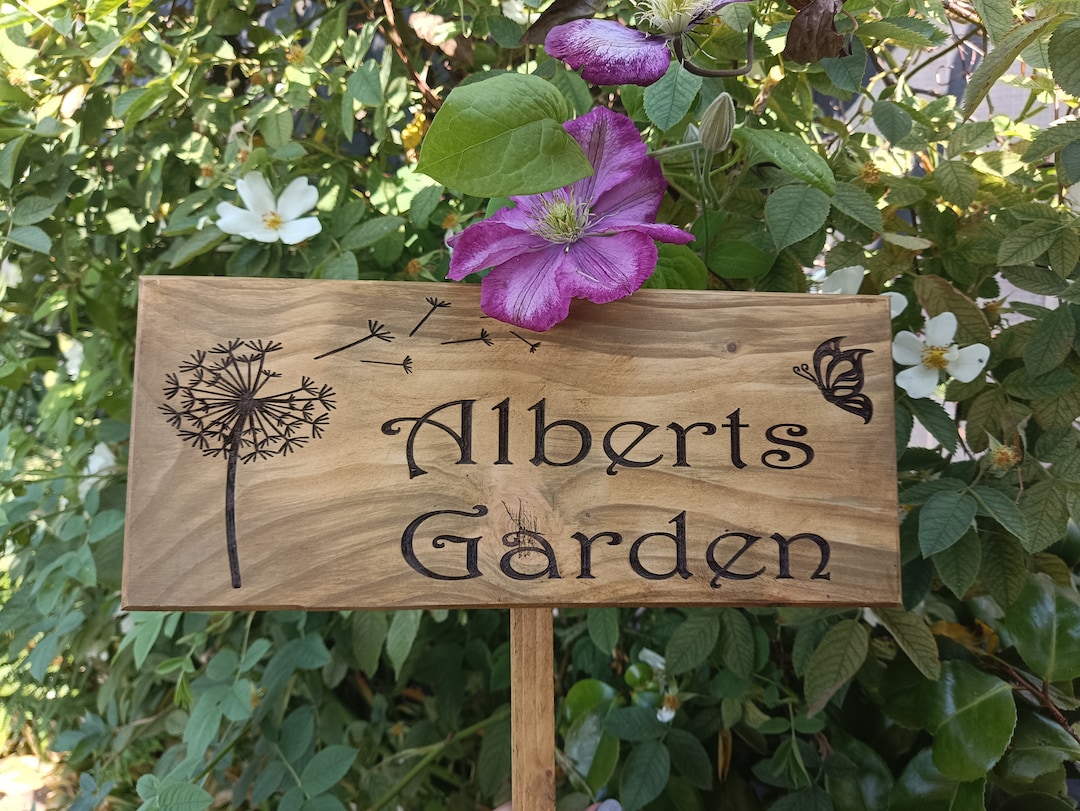Personalised Wooden Garden Signs Plaque With a 25cm Ground Stake ...