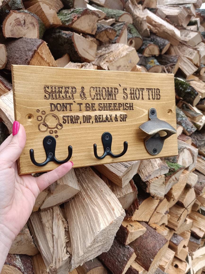 PERSONALISED Hot Tub Sign Rustic Tiki Bar Wooden Decoration - Etsy UK