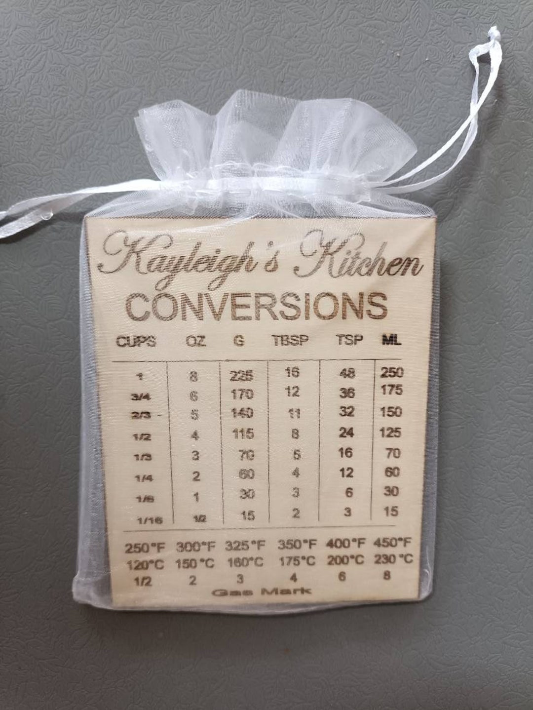 PERSONALISED Kitchen Conversion Chart Conversation Chart Magnet, Baker ...