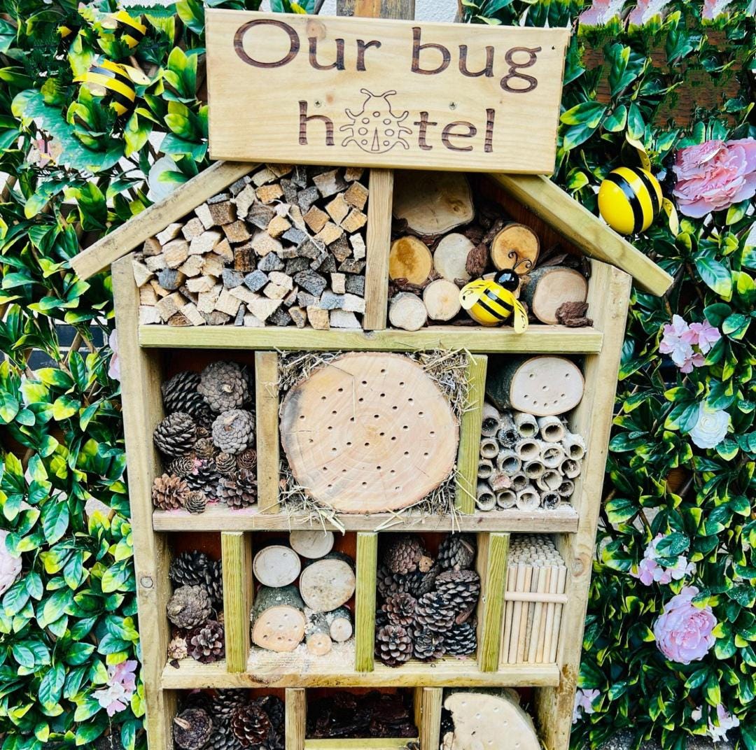 ANY TEXT Bug Hotel Sign Personalised Wooden Garden Sign Name Plaque ...