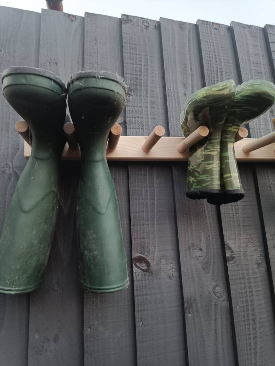 Welly Wellington Wellies Wooden Rack Boot Holder Wall Mounted Shoe ...