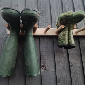 Welly Wellington Wellies Wooden Rack Boot Holder Wall Mounted Shoe ...