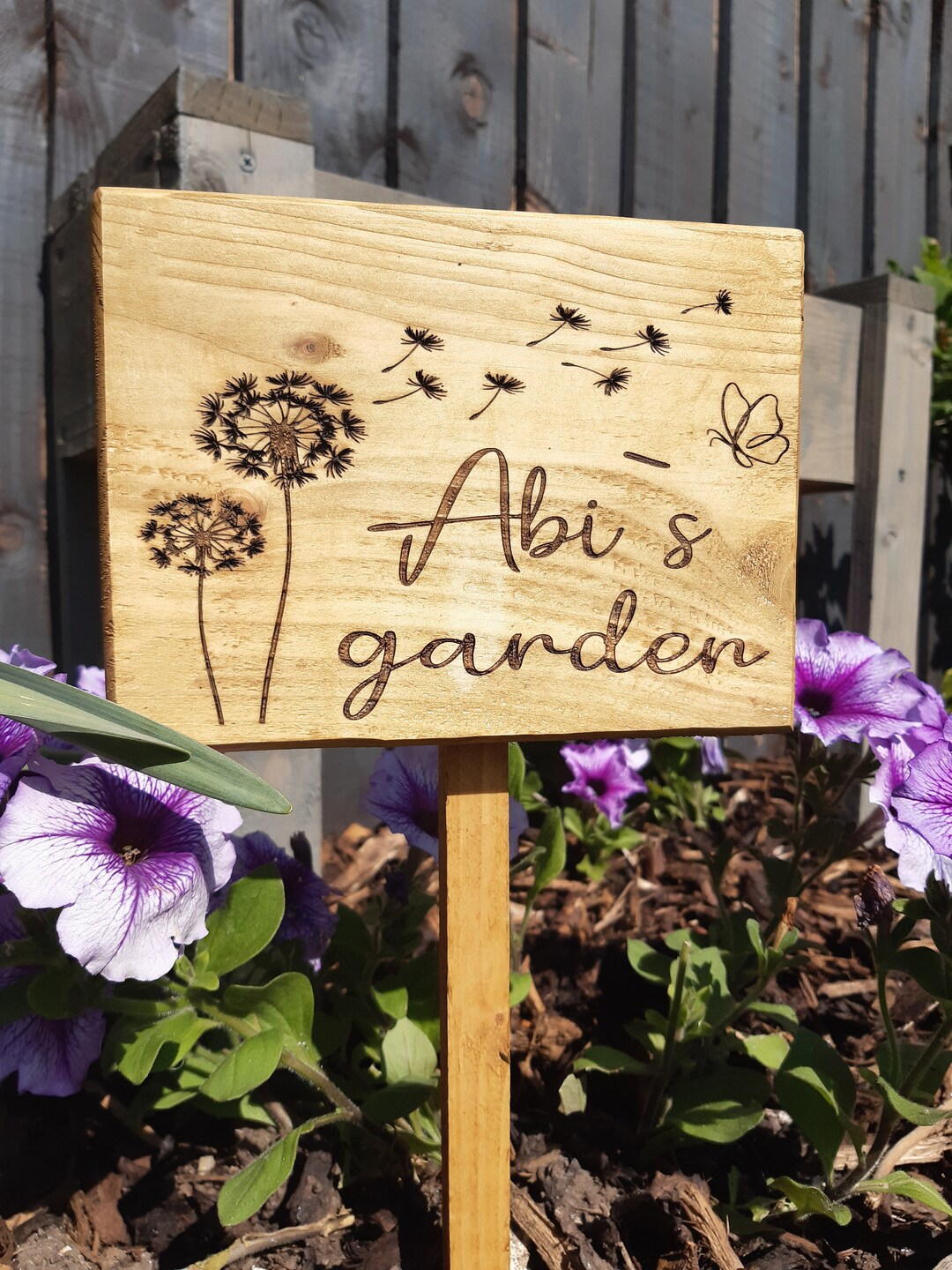 Personalised Wooden Garden Signs Plaque With a 25cm Ground Stake ...